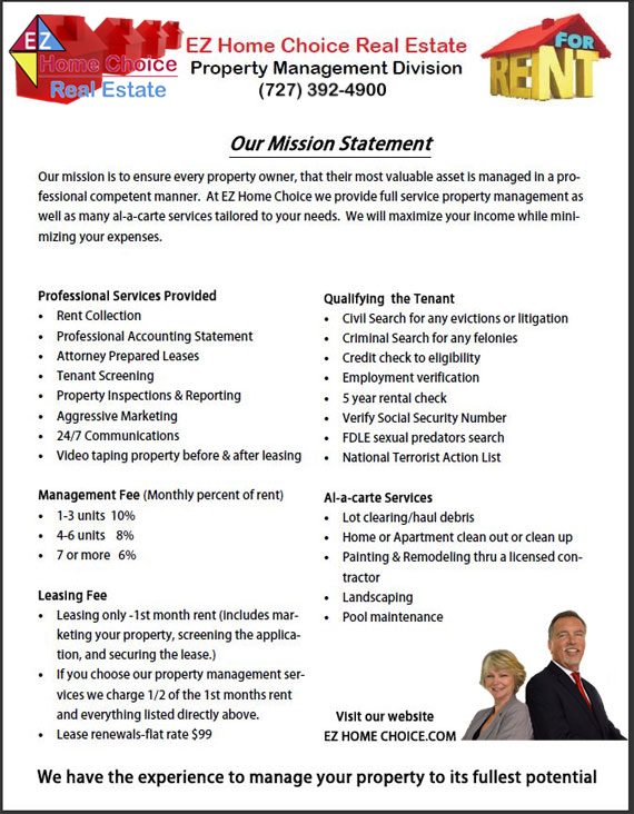 Property Management Mission - EZ Home Choice, LLC